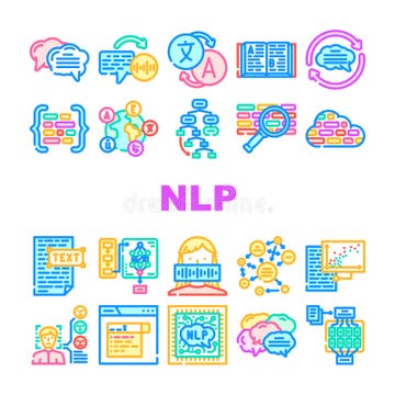 Natural Language Processing Nlp Icons Set Vector Stock Vector - Illustration of chatbot ...