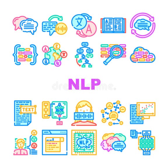 Natural Language Processing Nlp Icons Set Vector Stock Vector