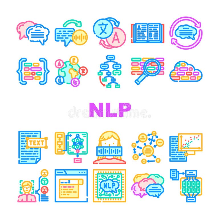 Natural Language Processing Nlp Icons Set Vector Stock Vector - Illustration of chatbot ...