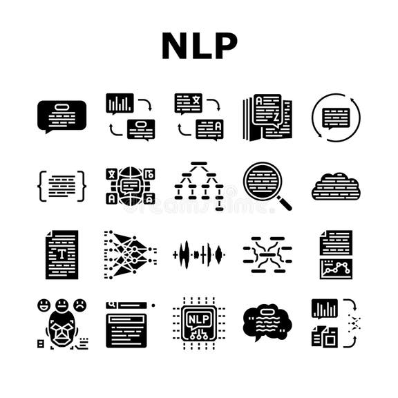 Natural Language Processing Nlp Icons Set Vector Stock Vector ...