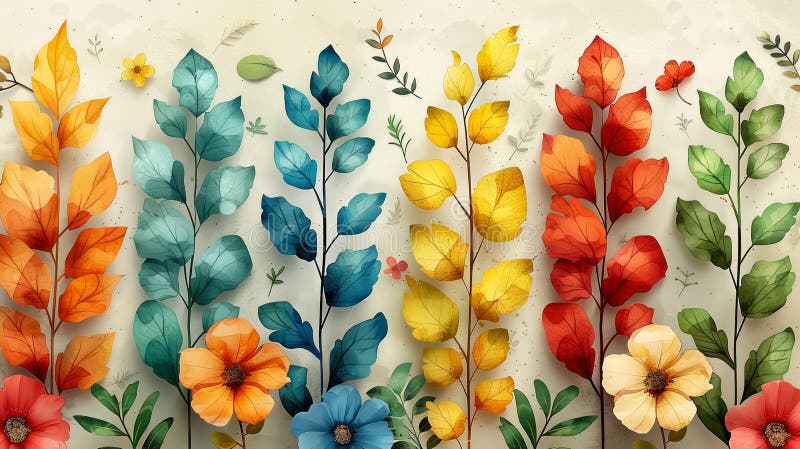 Natural Leaf and Flower Patterns Transparent Overlays for Fresh Organic ...