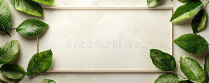 Natural Leaf Frame Background with Green Leaves Arranged on a Light ...