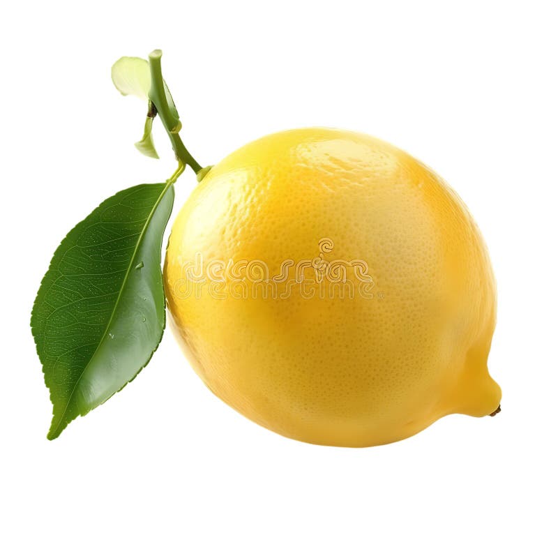 Natural Lemon Fruit with Green Leaf Isolated Stock Illustration ...