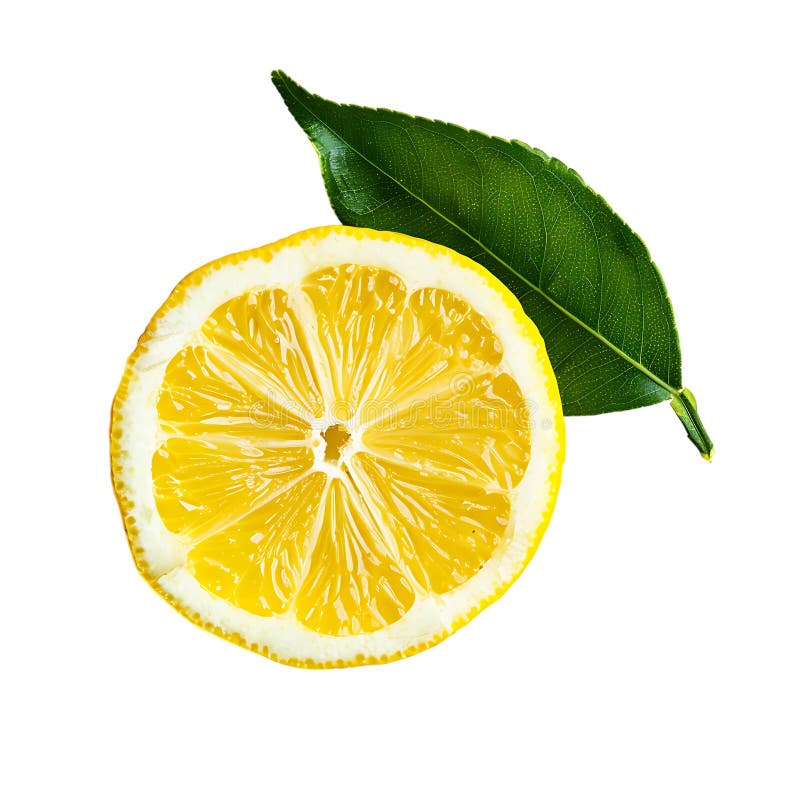 Natural Lemon Fruit with Green Leaf Isolated Stock Photo - Image of ...