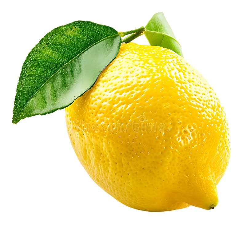 Natural Lemon Fruit with Green Leaf Isolated Stock Illustration ...