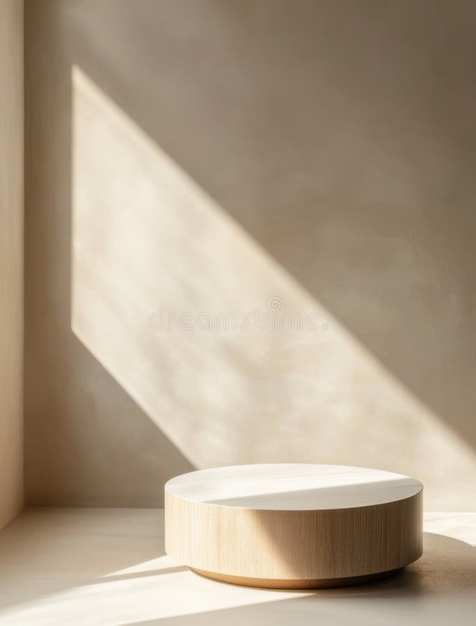 Natural Light Casts Beautiful Shadows on a Wooden Plate Placed on a ...