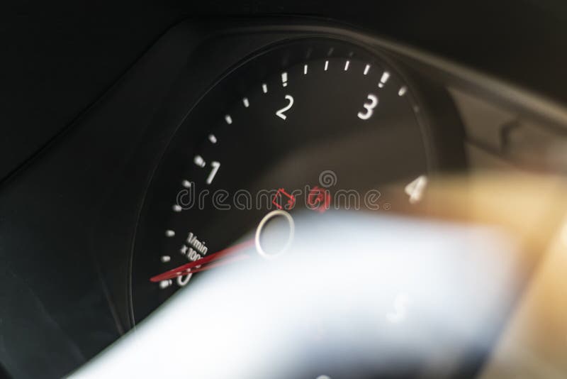 Natural Light. the Dashboard of the Car. the Battery Indicator is on ...