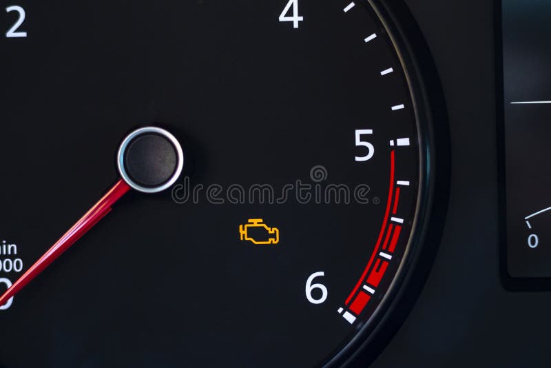 Natural Light. the Dashboard of the Car. the Engine Error Indicator ...