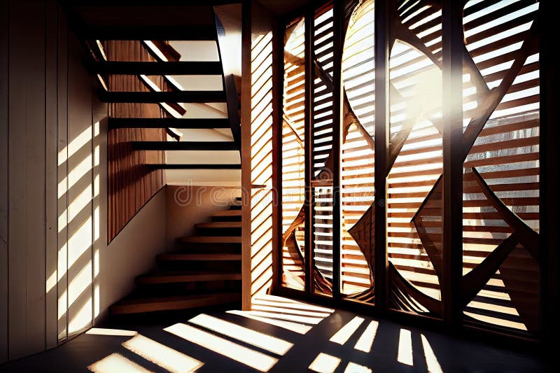 Natural Light Filtering through Window Louver, Illuminating Interior ...