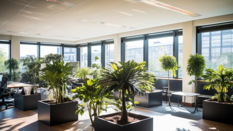 Natural Light Illuminates Office Plants on a Windowsill Stock ...