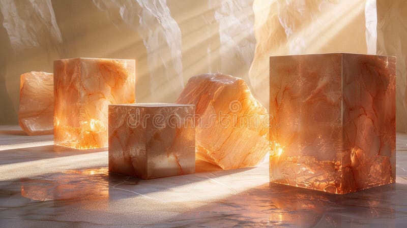 Natural Light Illuminating Translucent Orange Crystals in a Tranquil ...