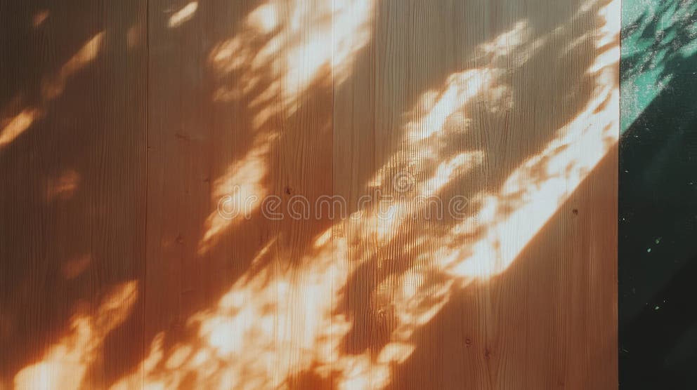 Natural Light Patterns on Light Wood Surface with Dark Marble Veins ...