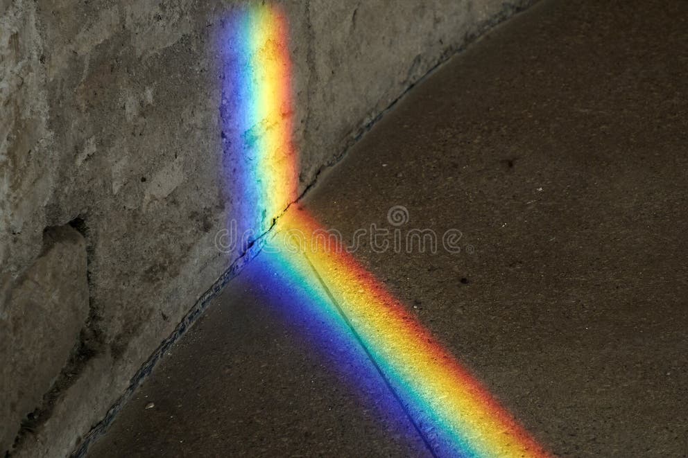 Natural Light Refraction in Rainbow Inside Ancient Stone Building Stock ...