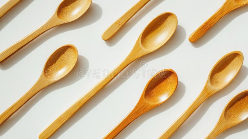 Natural Light and Shadow on Wooden Spoons Pattern AI-generated. Stock ...