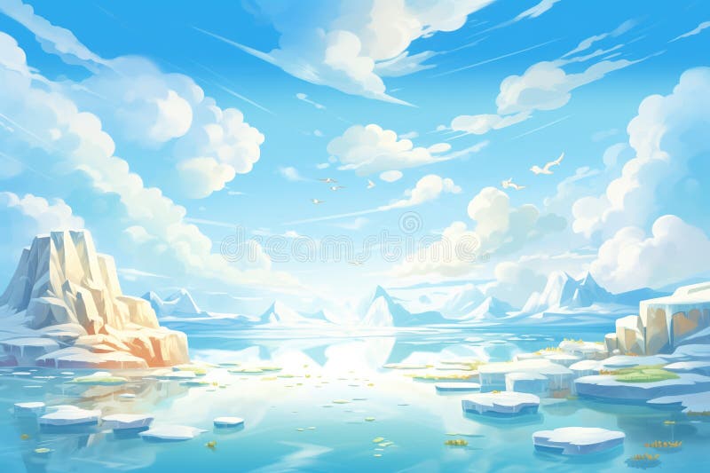 Natural Light Show in Polar Region Stock Illustration - Illustration of ...
