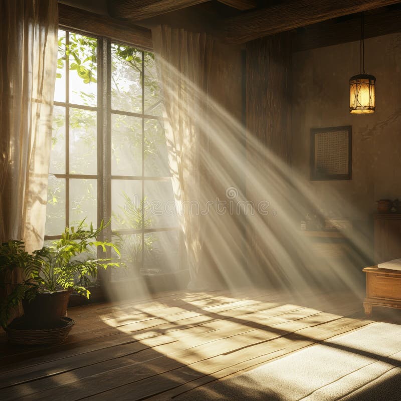 Natural Light Streaming through Window in Calming Interior Space Stock ...