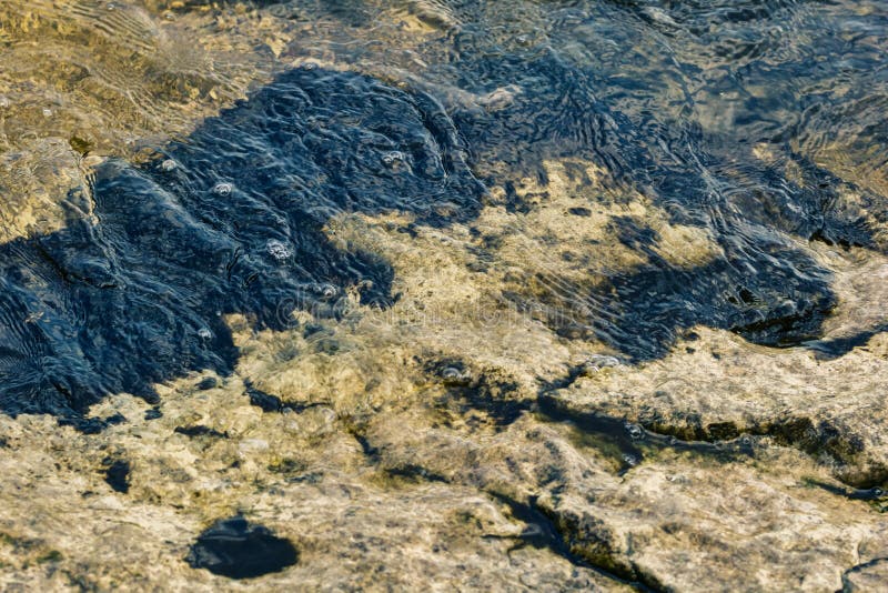 Natural Liquid Texture. River Wave Runs on the Rocky Shore Stock Photo ...
