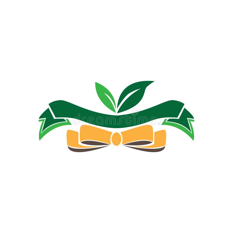 Natural Logo Ribbon Leaf Design Vector Illustration Stock Vector ...