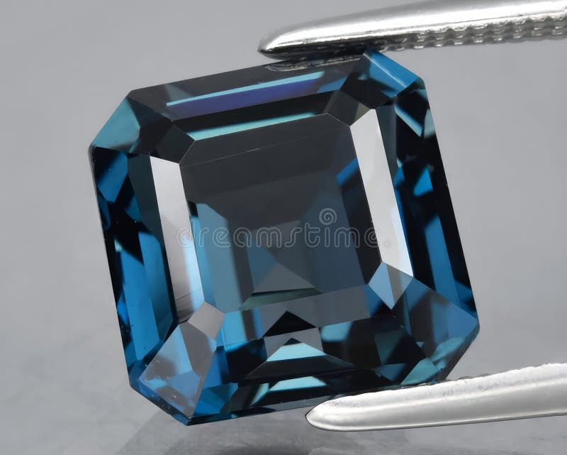 Natural London Blue Topaz Gem on the Background Stock Image - Image of ...