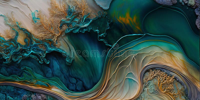 Natural Luxury Abstract Fluid Art. Generative AI Stock Illustration ...