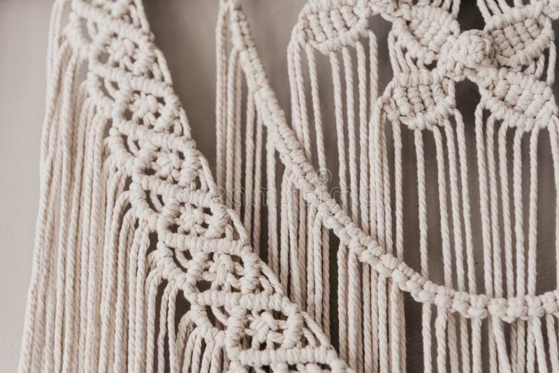 Natural Macrame Wall Hanging Close Up Pattern Stock Image - Image of ...