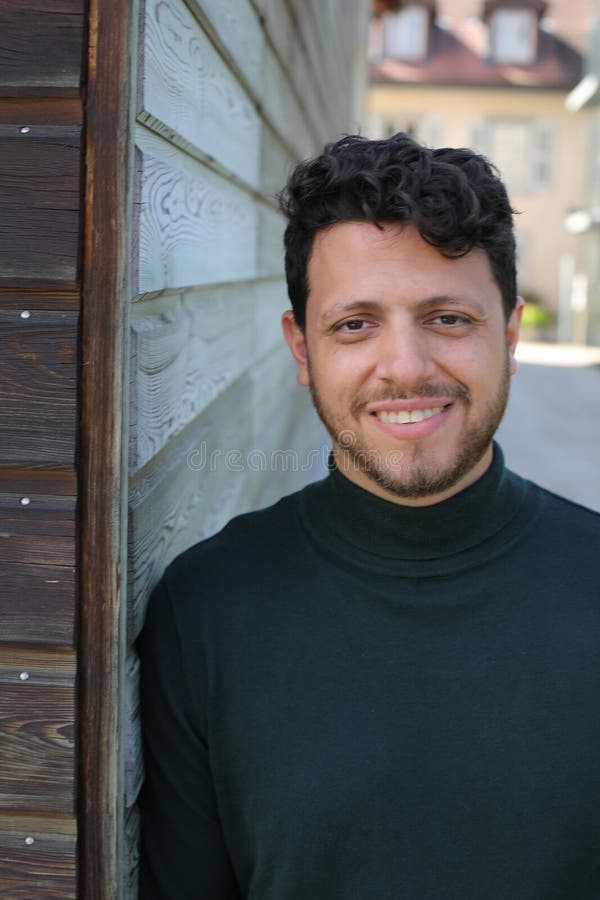 Natural Man Wearing a Turtle Neck Sweater Stock Image - Image of ...