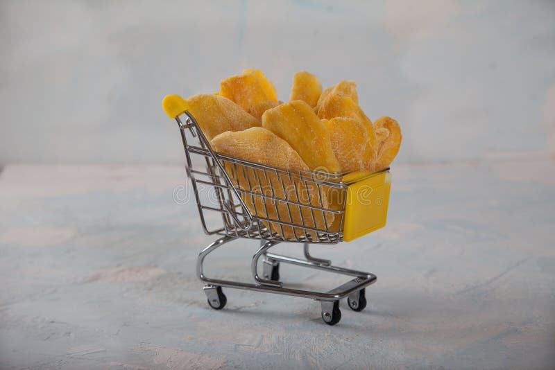 Natural Mango Chips in a Grocery Cart. Horizontally Stock Image - Image ...