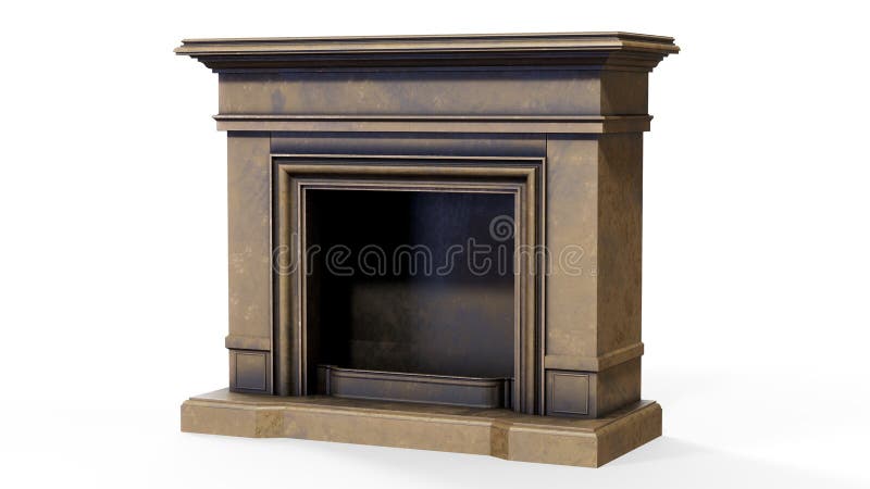 Natural Marble Fireplace 3d Render Stock Illustration - Illustration of ...
