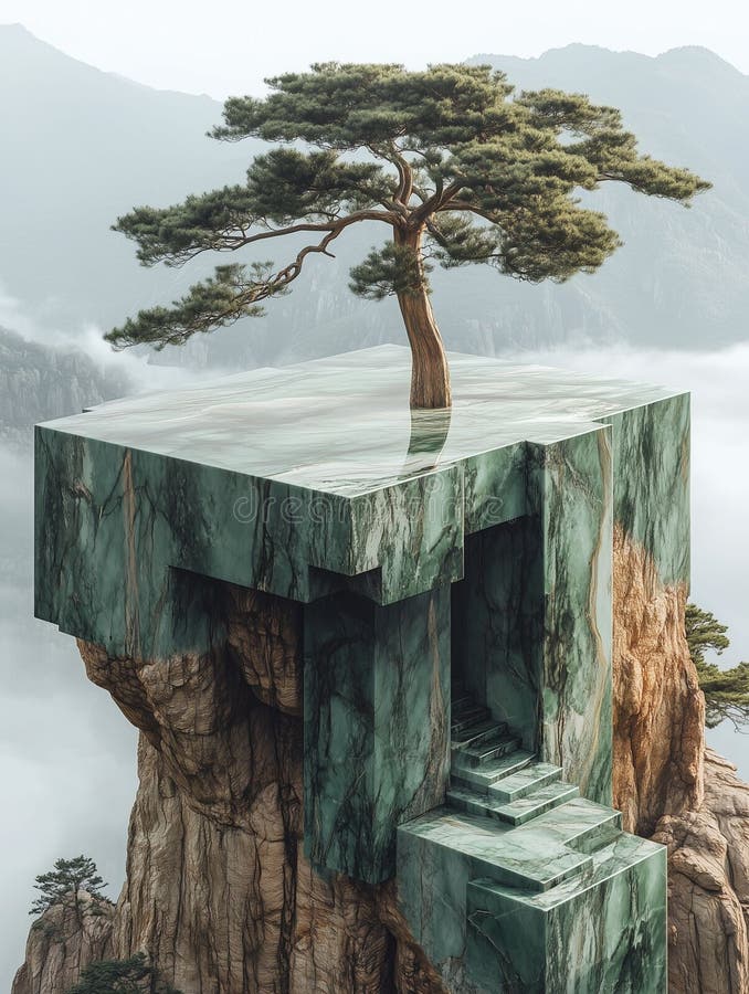 Mountain Marble Slab in Forest Stock Illustration - Illustration of ...