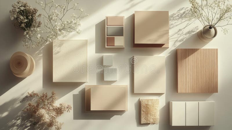 Natural Material Textures and Color Palette for Interior Design Stock ...