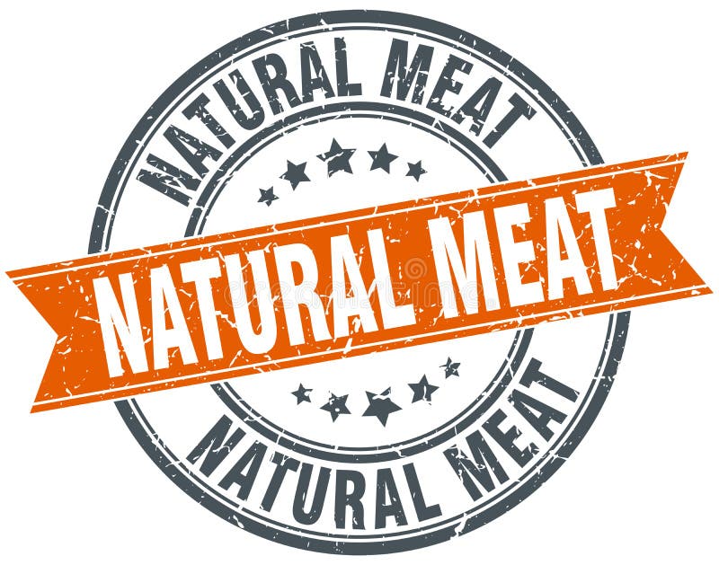 Natural Meat Round Grunge Stamp Stock Vector - Illustration of label ...