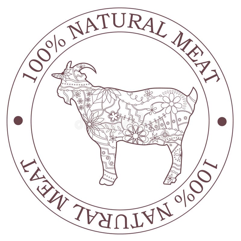 Natural Meat Stamp with Goat Stock Illustration - Illustration of ...