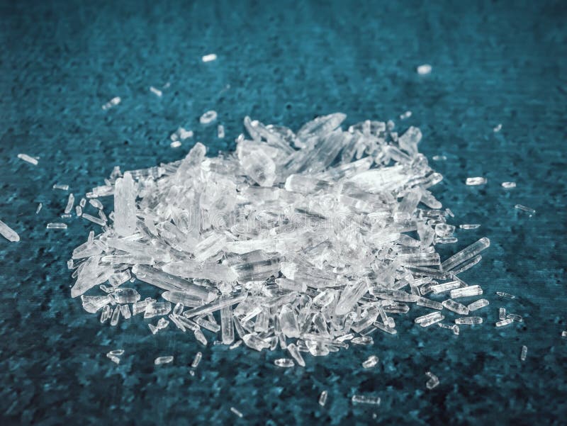 Natural Menthol Crystals on Blue Background Stock Image - Image of ...