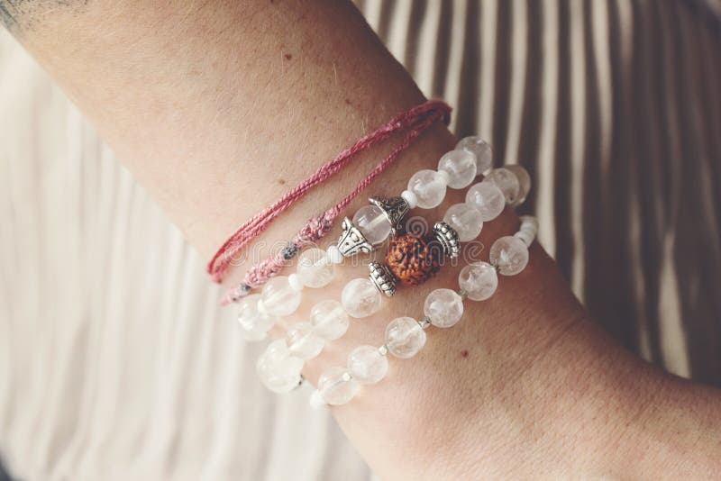 Mineral Crystal Quartz Beads Bracelet Stock Photo - Image of beads ...