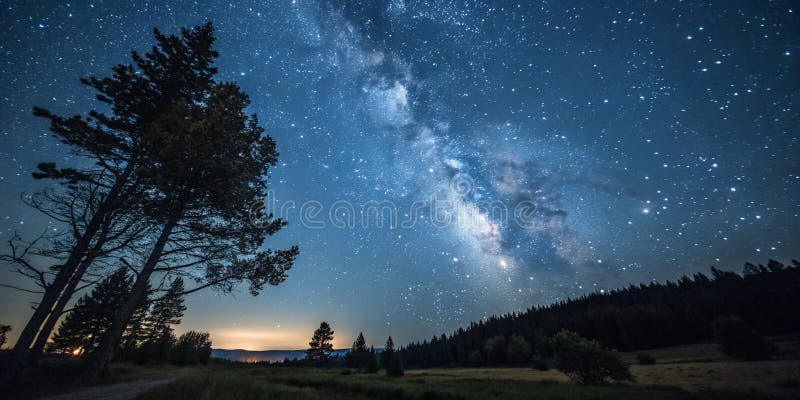 Natural Night Sky with Stars Stock Illustration - Illustration of ...