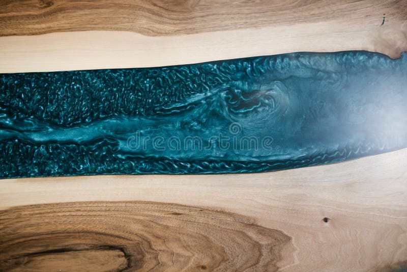 Natural Oak Tree and Epoxy Resin Blue Stock Image - Image of design ...