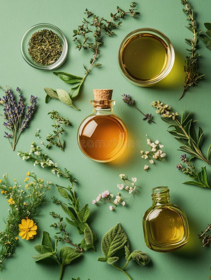 Natural Oils and Herbs stock photo. Image of extracts - 364470520