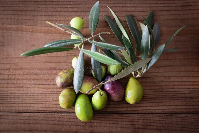 Natural Olives on Rustic Wooden Stock Photo - Image of table, black ...
