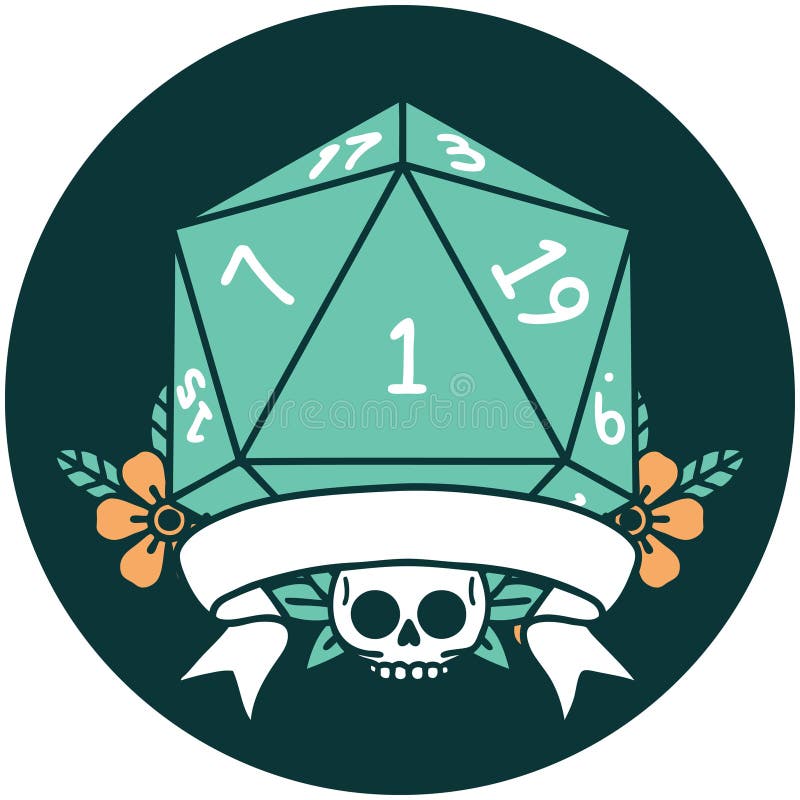 Natural One D20 Dice Roll Icon Stock Vector - Illustration of unlucky ...