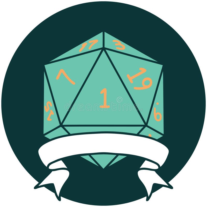 Natural One D20 Dice Roll Icon Stock Vector - Illustration of game ...