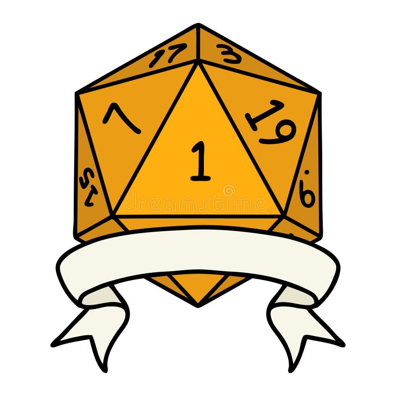 Natural One D20 Dice Roll Illustration Stock Vector - Illustration of ...