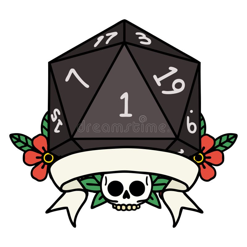 Natural One D20 Dice Roll Illustration Stock Vector - Illustration of ...