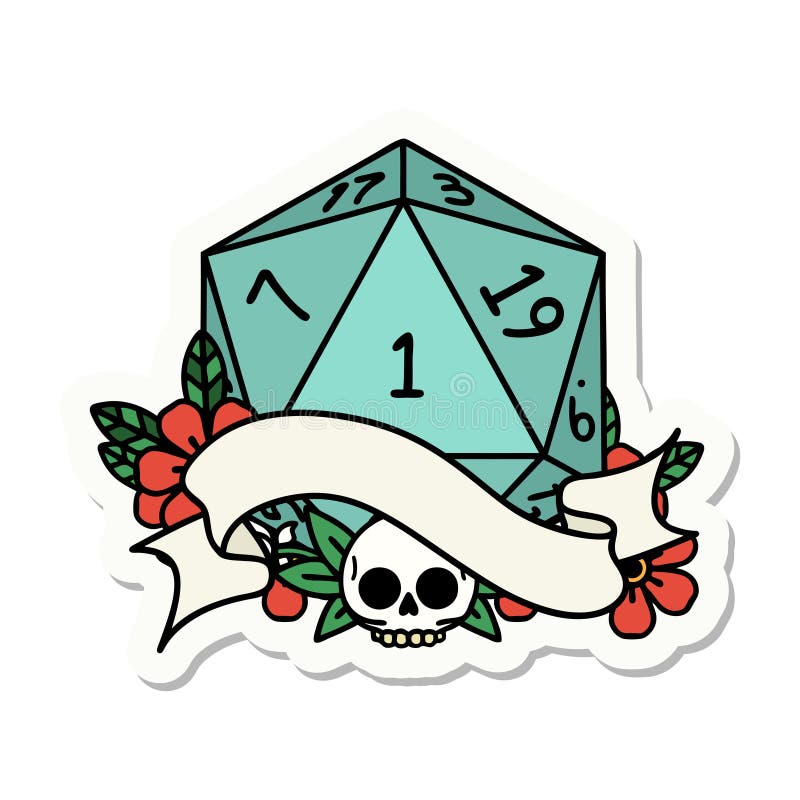 Natural One D20 Dice Roll Sticker Stock Vector - Illustration of game ...