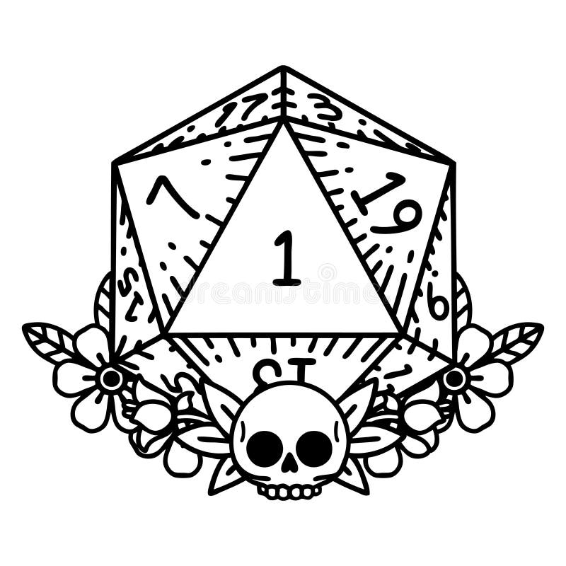Natural One Dice Roll with Floral Elements Illustration Stock Vector ...