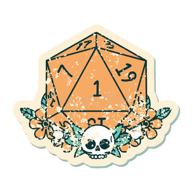 Natural One Dice Roll with Floral Elements Illustration Stock Vector ...