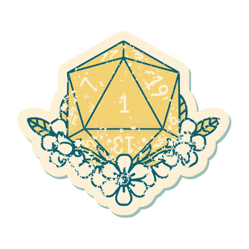 Natural One Dice Roll with Floral Elements Illustration Stock Vector ...