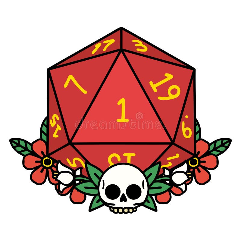 Natural One Dice Roll with Floral Elements Illustration Stock Vector ...