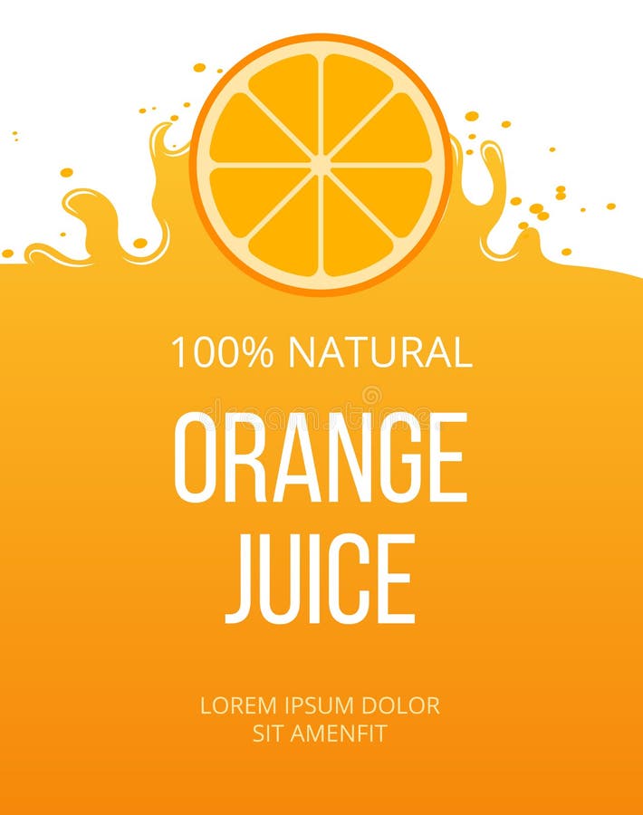 Natural Orange Juice Label Template Stock Vector - Illustration of ...