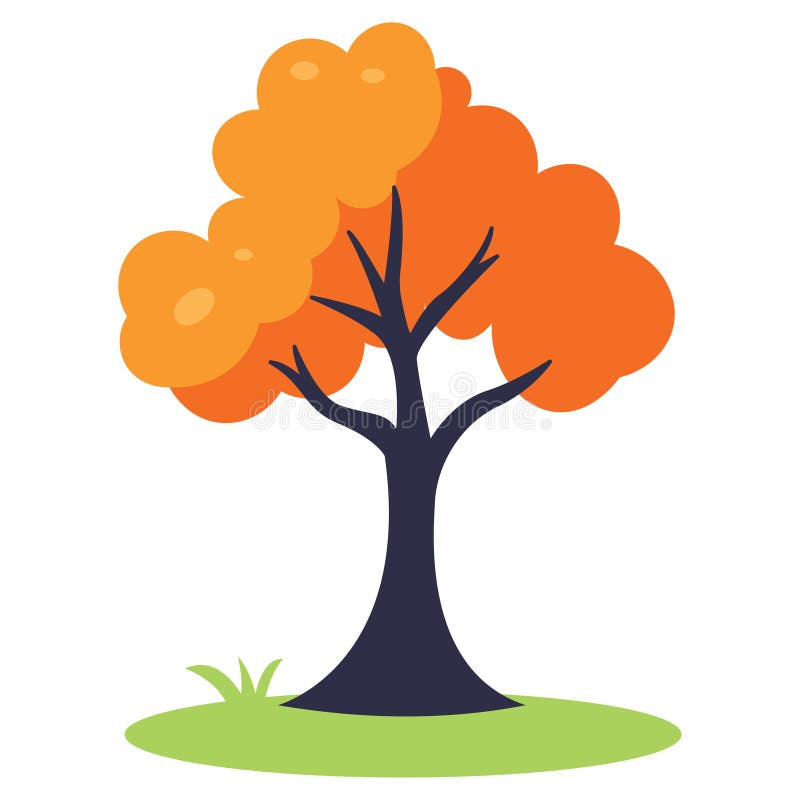 Natural Orange Tree in Forest in Autumn Fall Season Stock Illustration ...