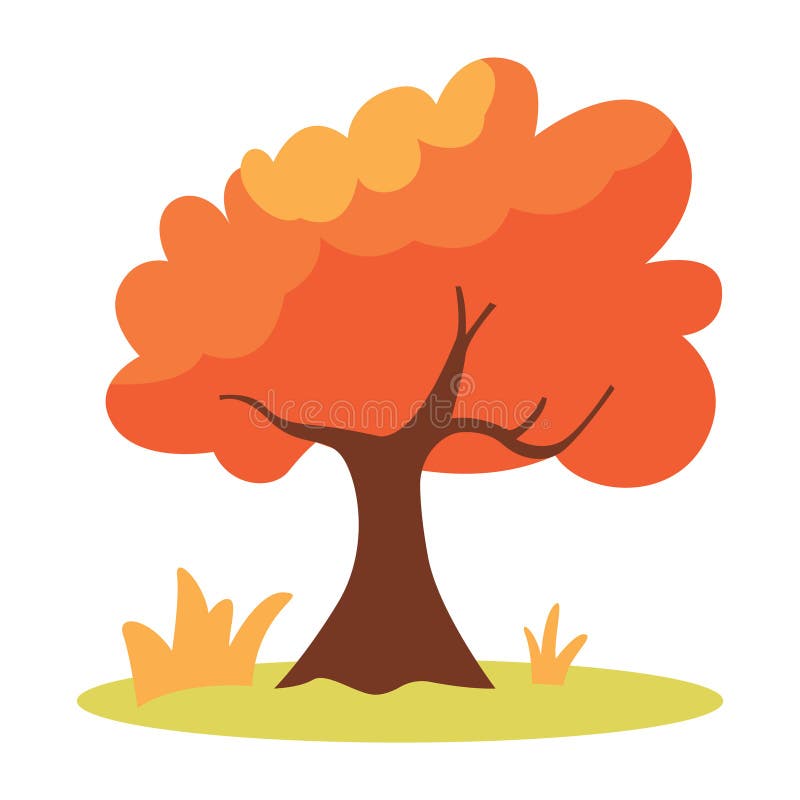 Natural Orange Tree in Forest in Autumn Fall Season Stock Illustration ...